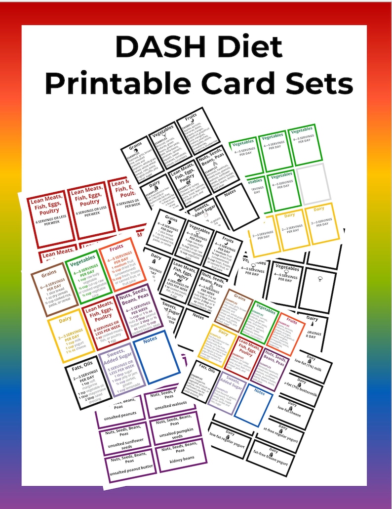 DASH Diet Printable Card Sets - Etsy