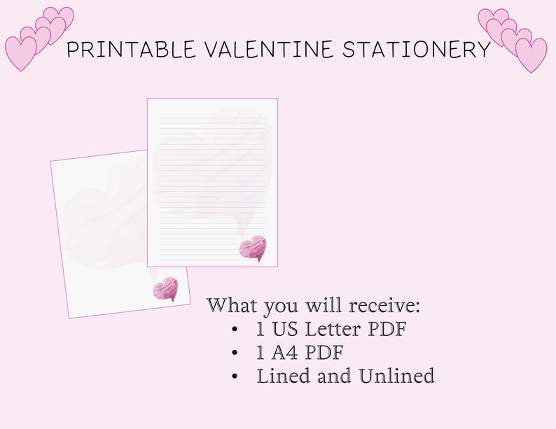 Printable Valentine's Day Letter Writing Paper Heart 3 - Etsy