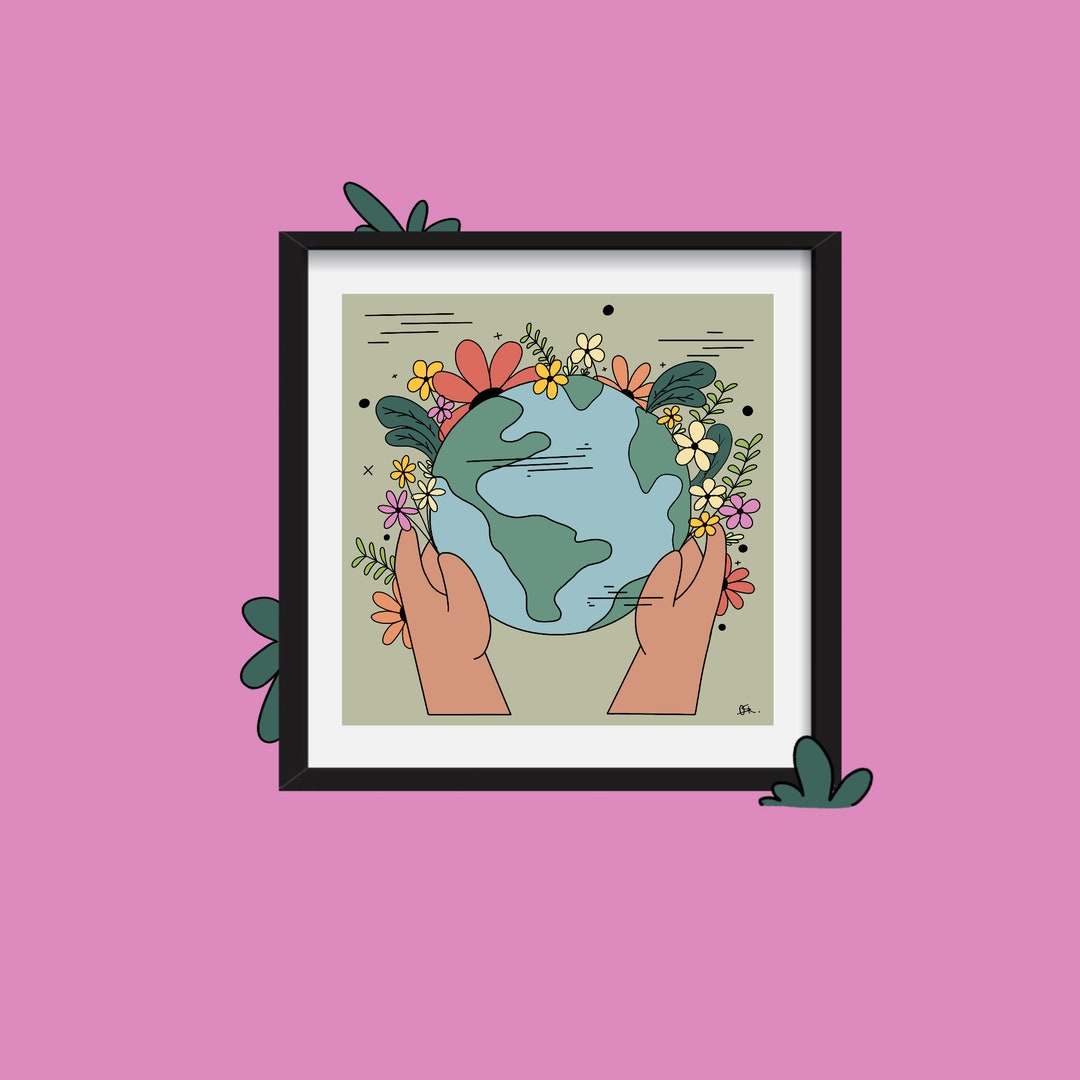 Mother Earth Nature Art, Plant Earth Illustration, Floral Illustration ...