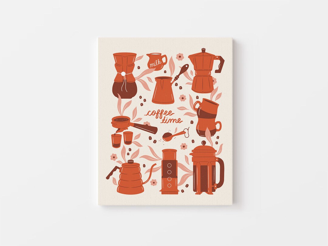 Illustrated Coffee Time Wall Art Poster Print - Etsy