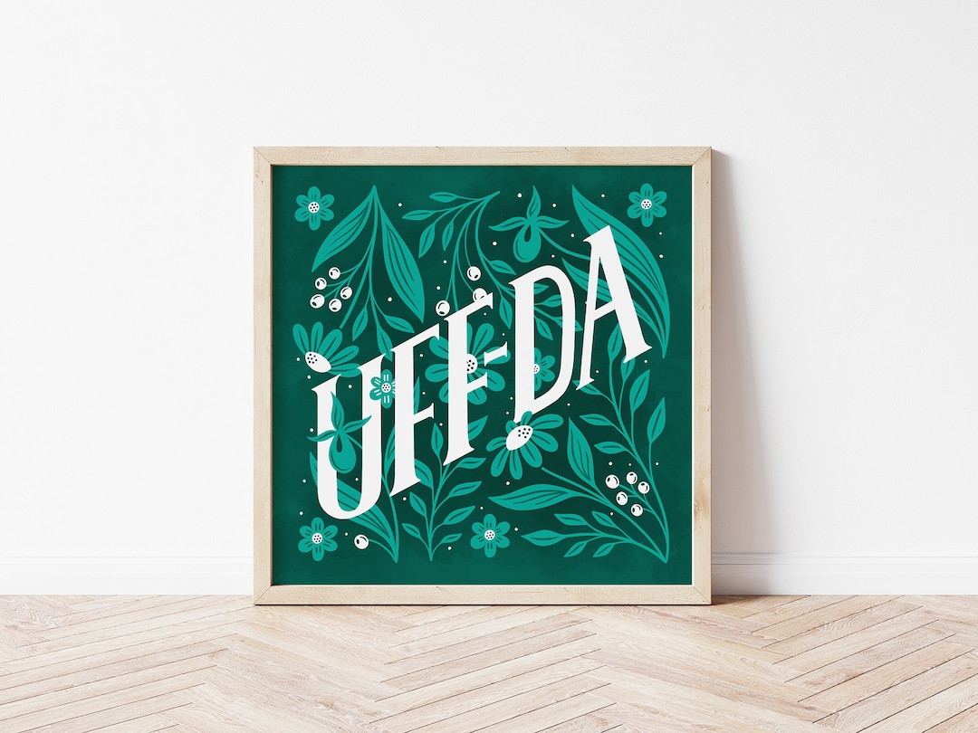 Green Minnesota Uff-da Folk Art Floral 10x10 Illustrated Poster Wall ...