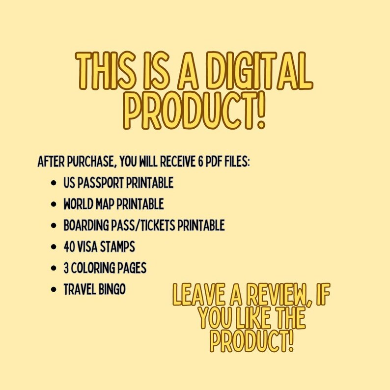 Printable US Passport for Kids, Pretend Play Kit, Printable Stamps ...