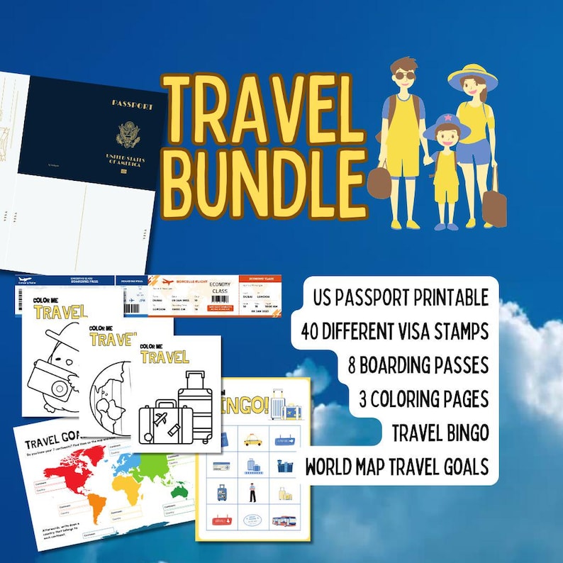 Kids Travel Bingo, Passport for Kids, Printable US Passport for Kids ...