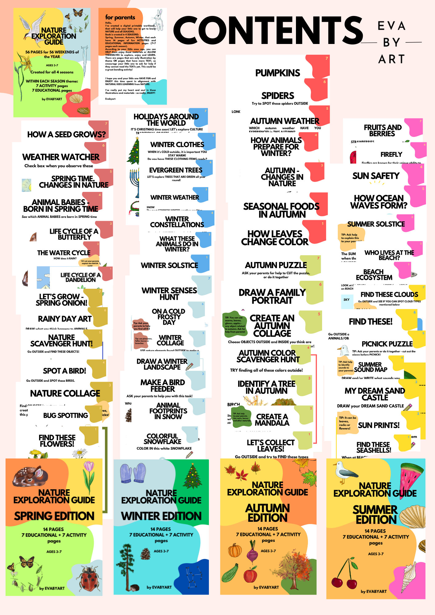 Printable Nature Journal Homeschool, Seasonal Nature Study, Preschool ...