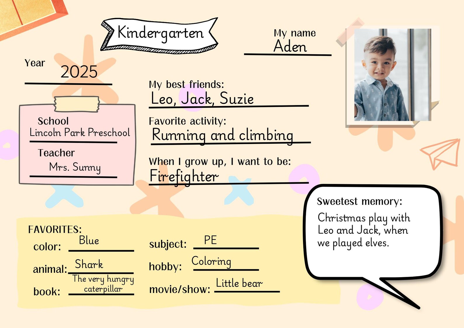 Kindergarten Memory Box Folder Cover, Memory File Folder Printable ...