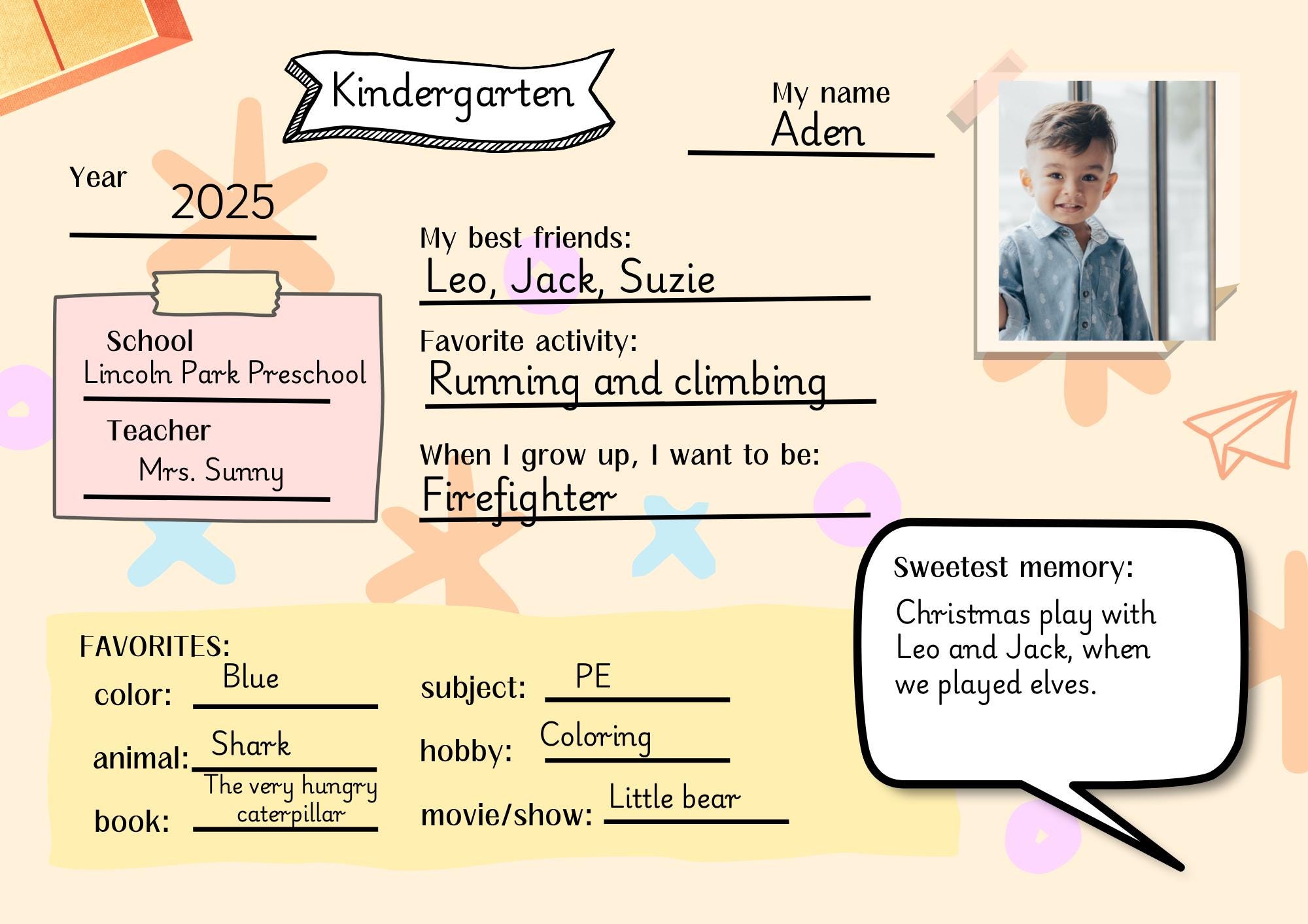 Kindergarten Memory Box Folder Cover, Memory File Folder Printable ...