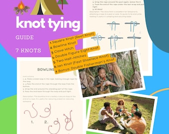 Knot Tying Guide for Kids, 7 Knots, How to Tie Knots, Knots Printable ...