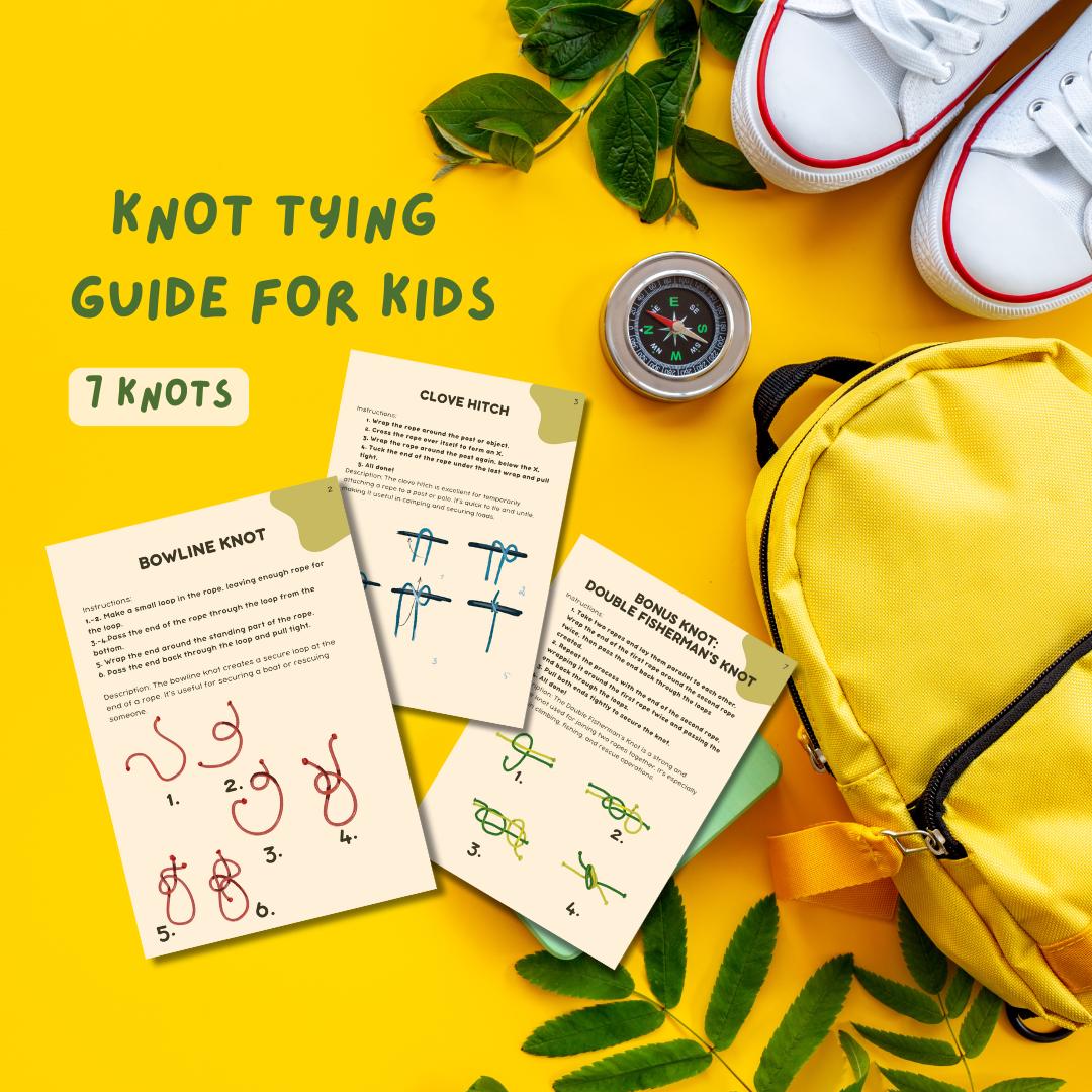 Knot Tying Guide for Kids, 7 Knots, How to Tie Knots, Knots Printable ...