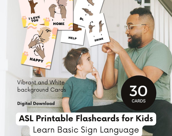 Basic Sign Language DIGITAL Pack. 16 Sign Language Cards, ASL American ...