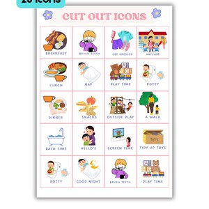 DAILY ROUTINE Chart Kids & Chore, Icons X 20, PRINTABLE, Toddler Chart ...