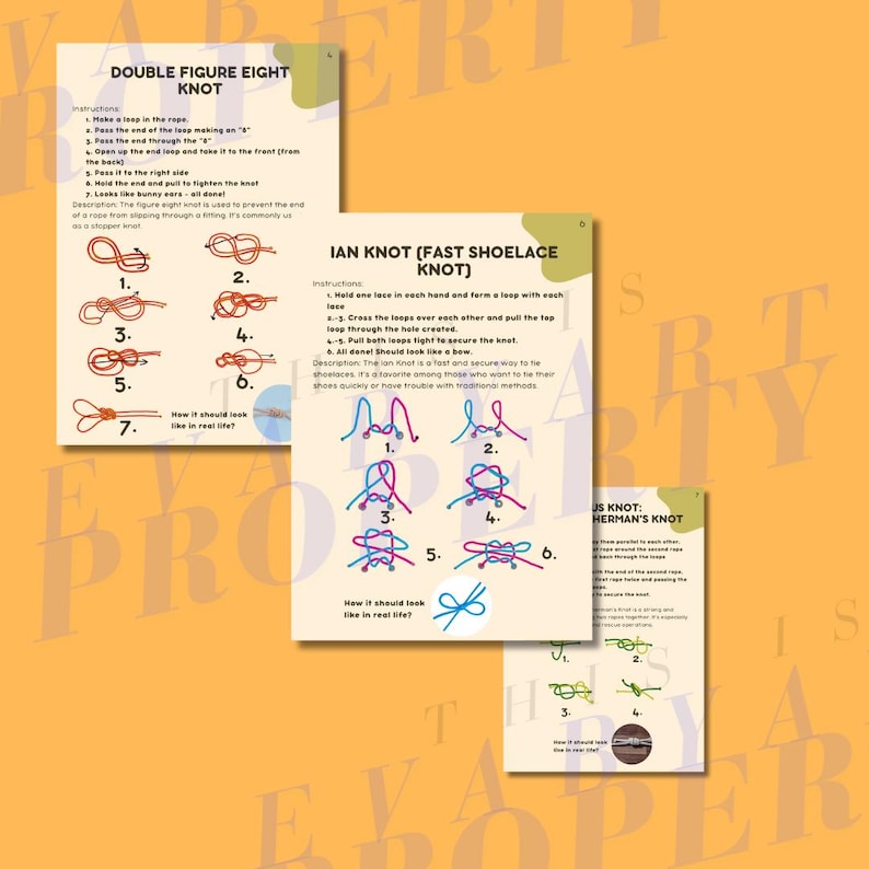 Knot Tying Guide for Kids, 7 Knots, How to Tie Knots, Knots Printable ...