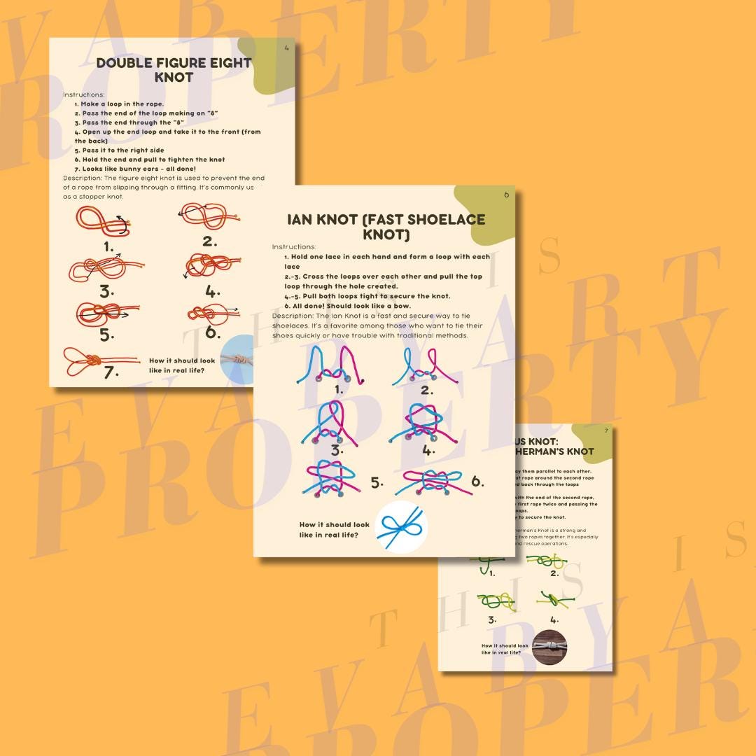 Knot Tying Guide for Kids, 7 Knots, How to Tie Knots, Knots Printable ...