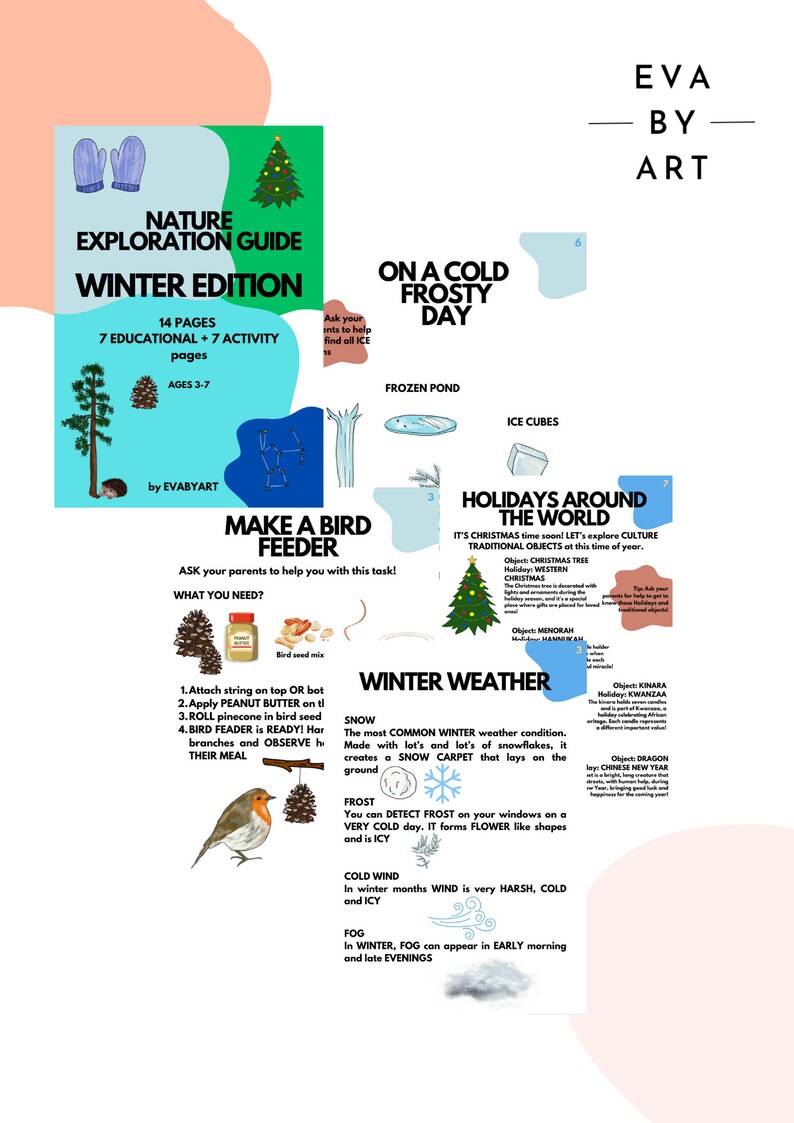 WINTER Nature Activities for Toddlers, Bundle of 14 Pages, Printables ...