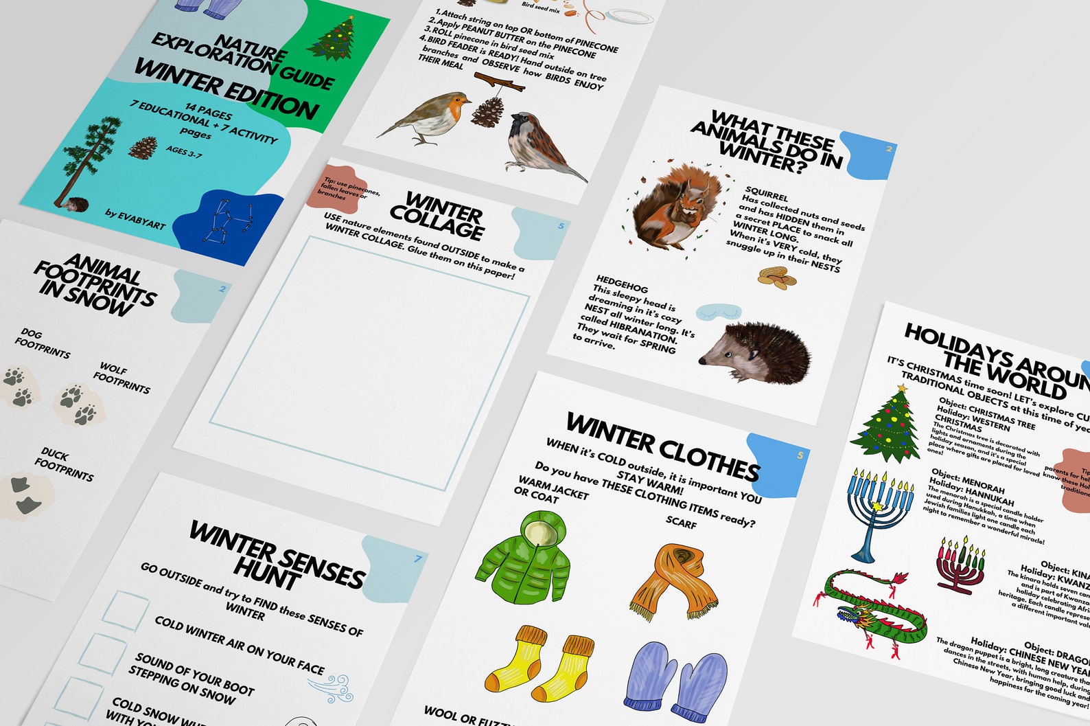 WINTER Nature Activities for Toddlers, Bundle of 14 Pages, Printables ...