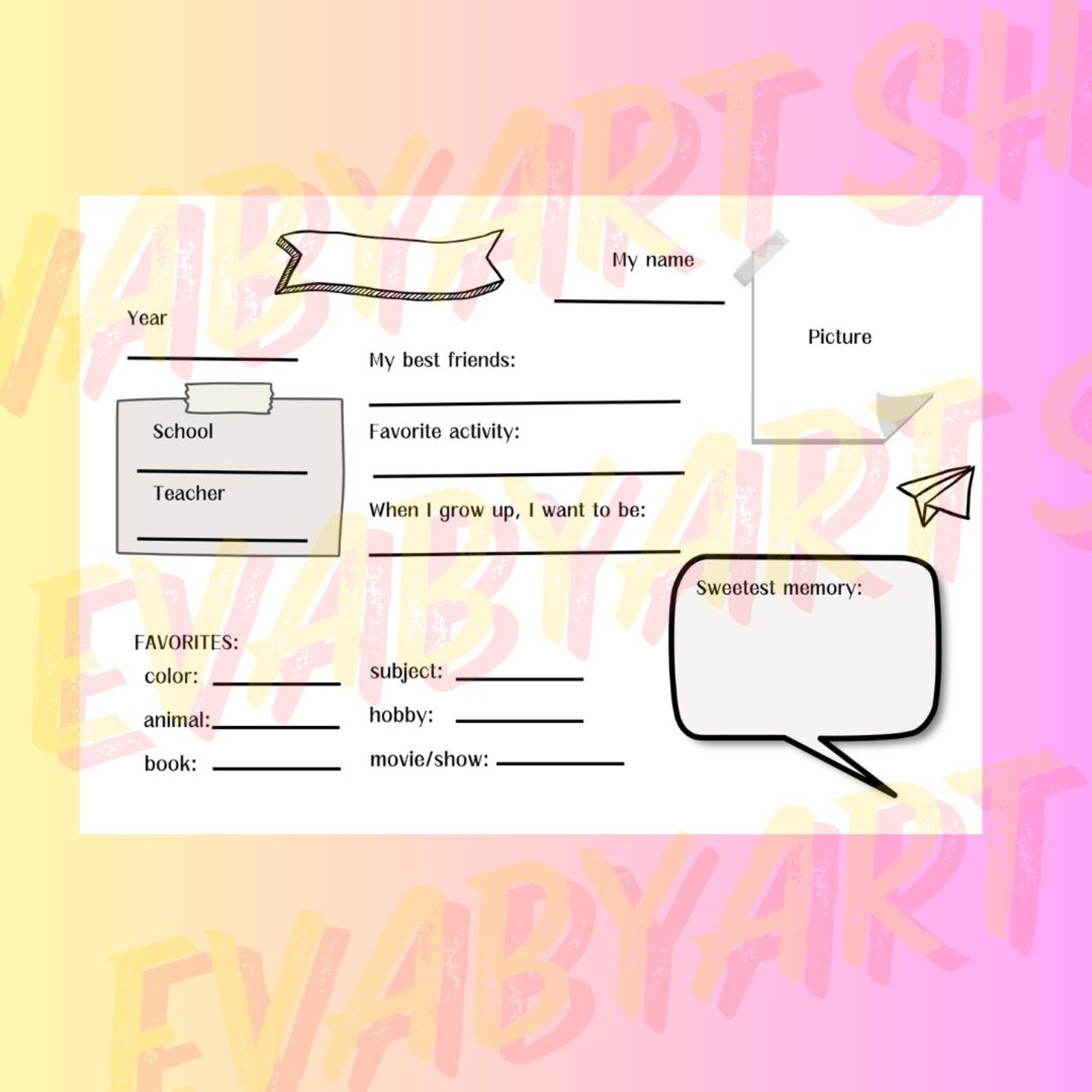 Kindergarten Memory Box Folder Cover, Memory File Folder Printable ...