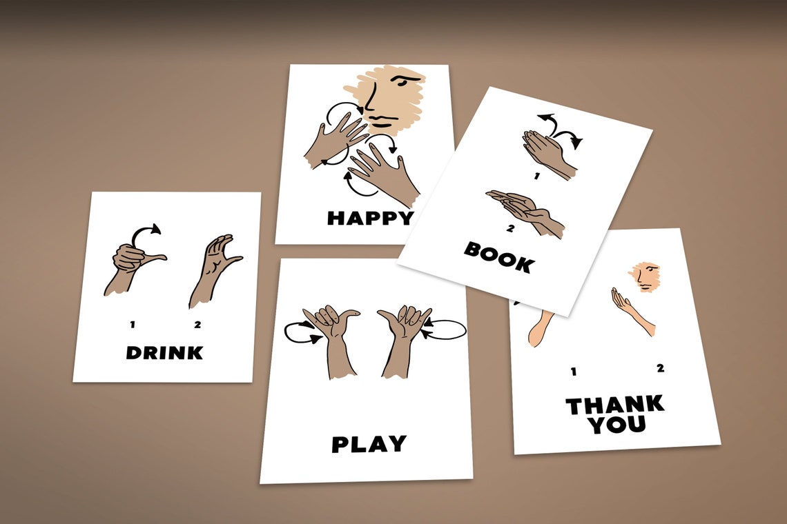 Basic ASL Flashcards for Kids, 30 Printable Sign Language Cards, ASL ...