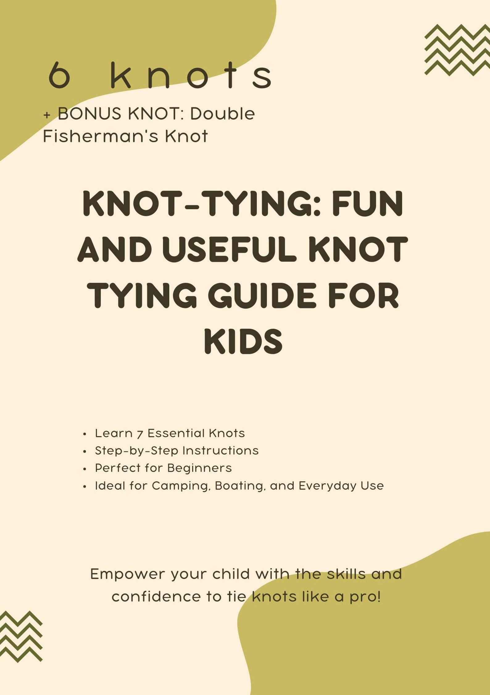 Knot Tying Guide for Kids, 7 Knots, How to Tie Knots, Knots Printable ...