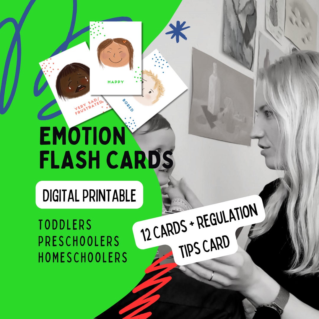 Emotion Cards for Kids Flashcards, 12 Emotion Cards A6, Montessori ...