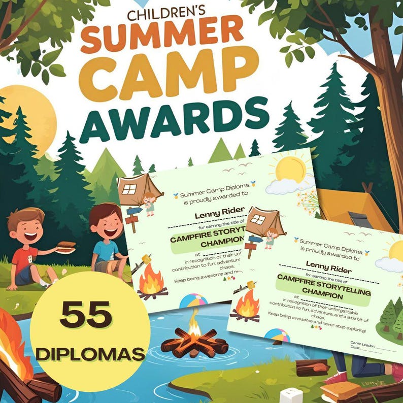 Funny Summer Camp Awards PDF - 55 Printable End of Camp Certificates ...