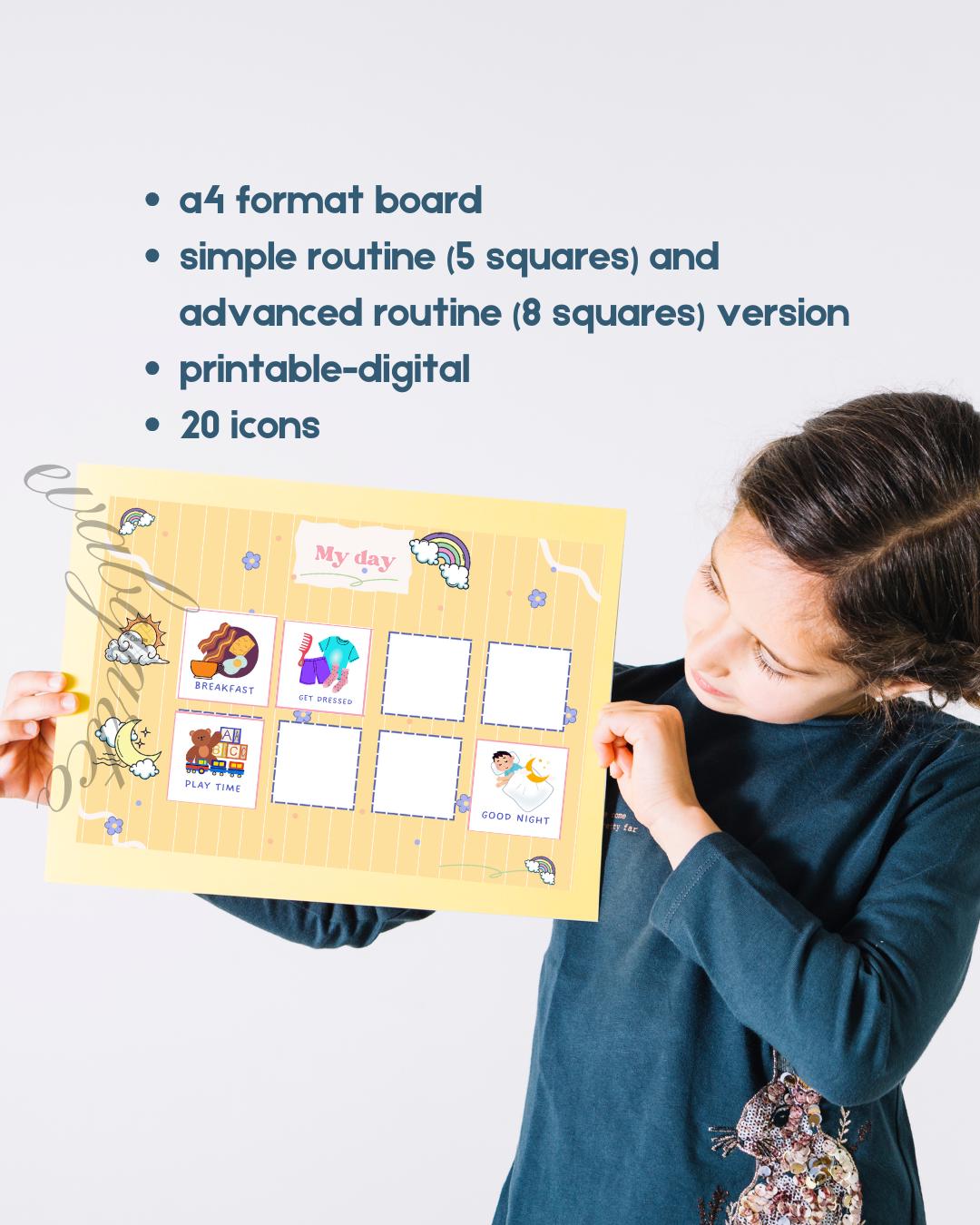 DAILY ROUTINE Board and Icons for Kids, Practical Life Cards ...