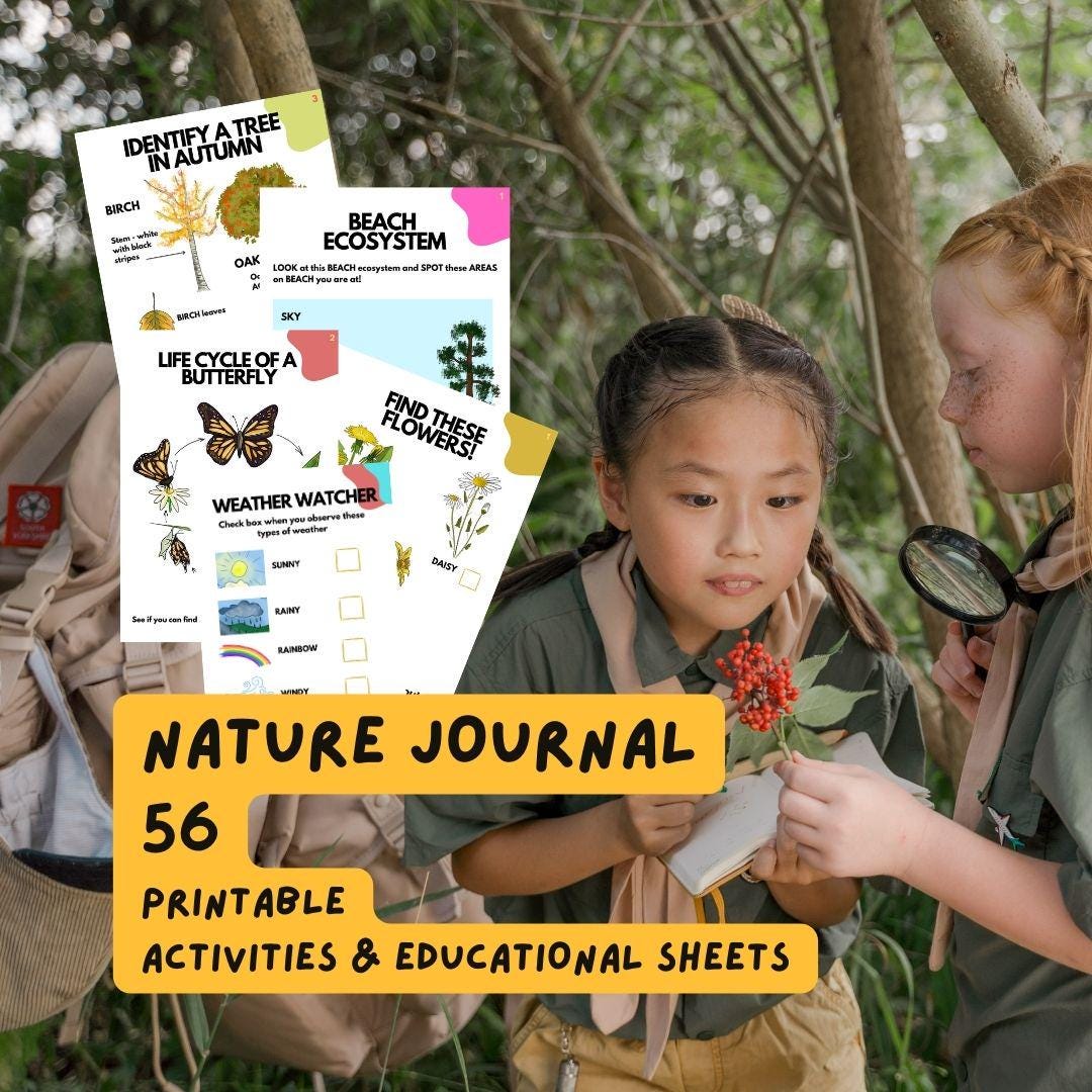 Printable Nature Study Journal for Kids | 56-page Outdoor Observation ...