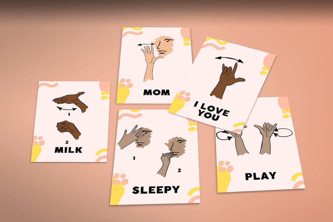 ASL Printable Flashcards for Kids Learn Sign Language 30 Vibrant Cards ...