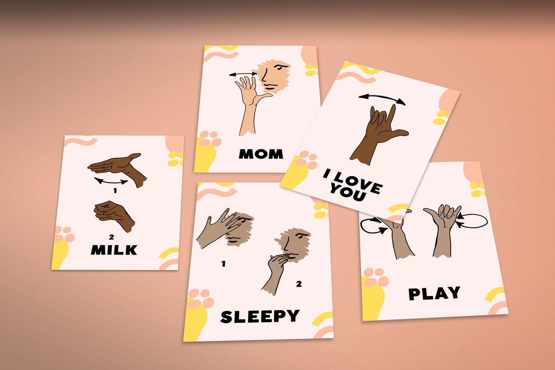 Basic ASL Flashcards for Kids, 30 Printable Sign Language Cards, ASL ...