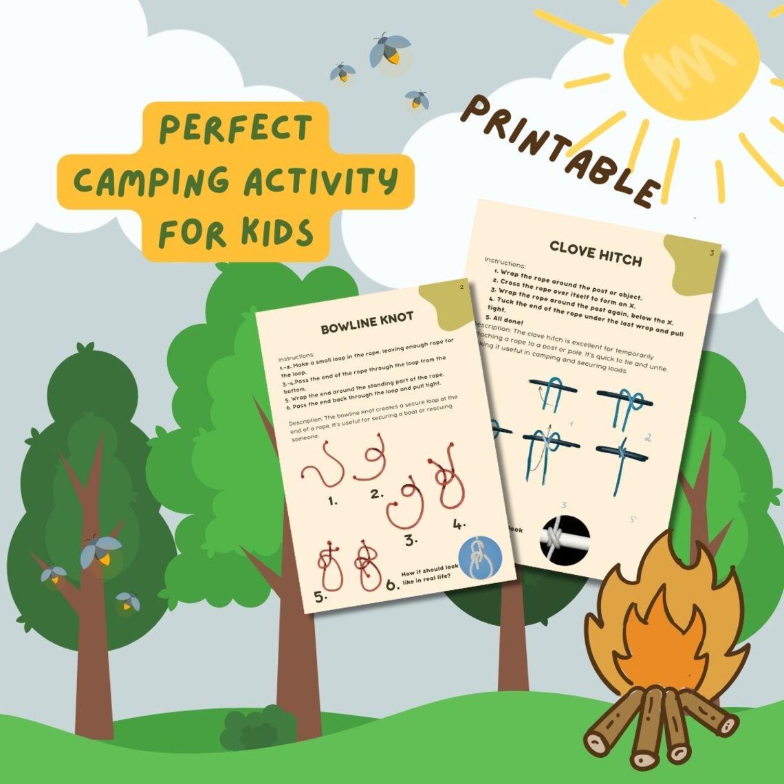 Knot Tying Guide for Kids, 7 Knots, How to Tie Knots, Knots Printable ...