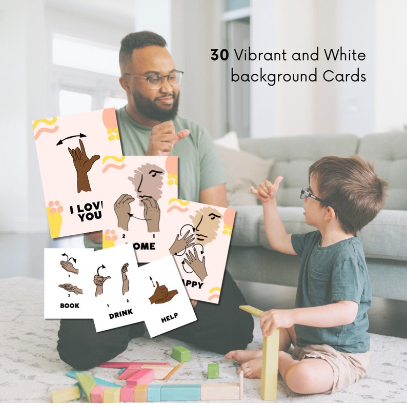 ASL Flashcards for Kids, Learn Sign Language for Children, 30 Vibrant ...