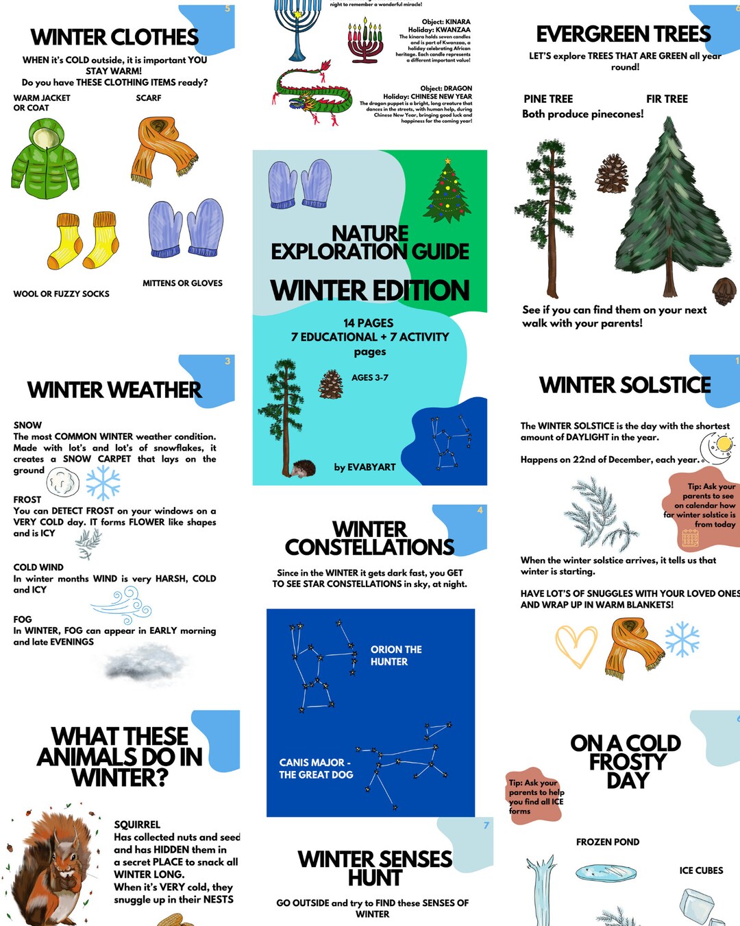WINTER Nature Activities for Toddlers, Bundle of 14 Pages, Printables ...