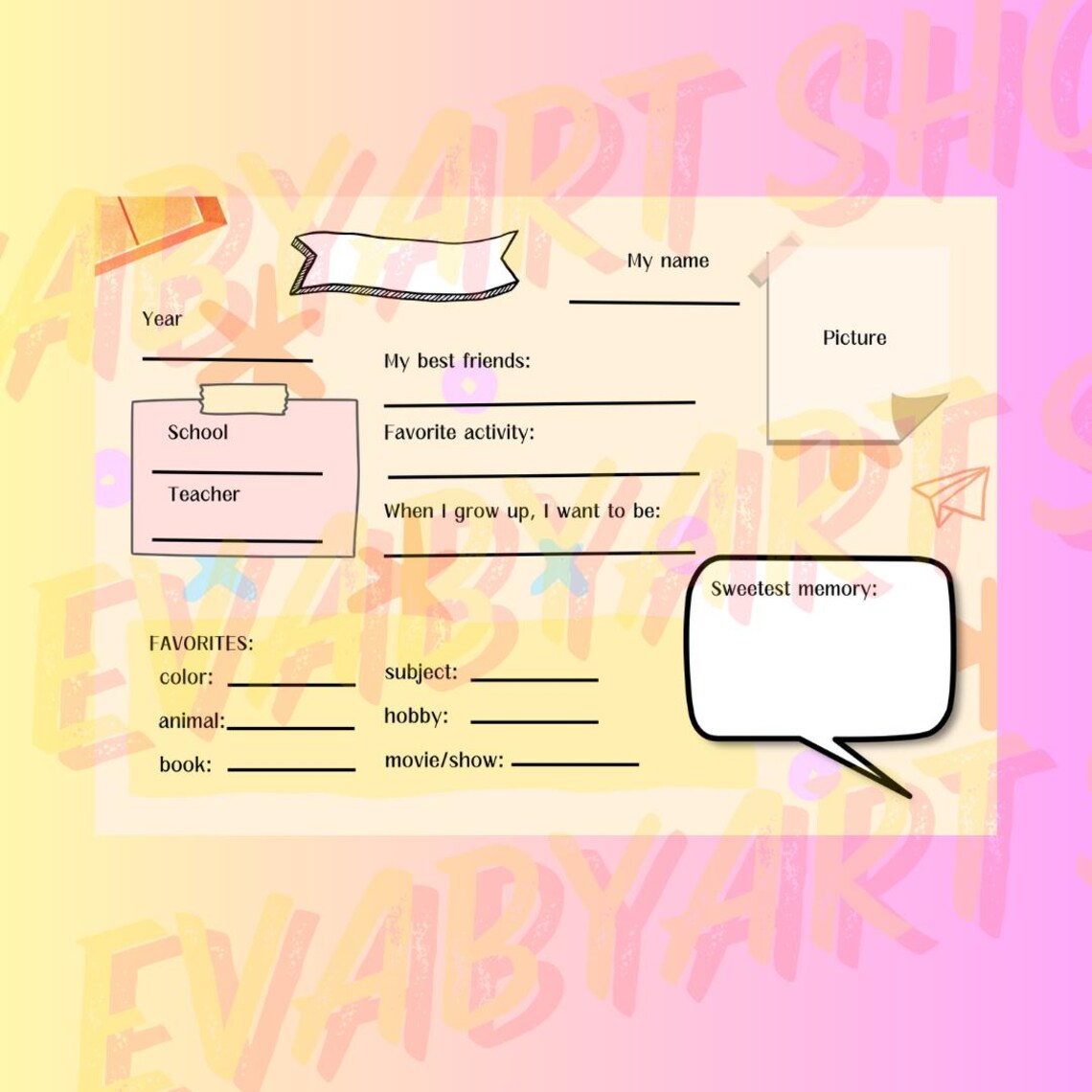 Kindergarten Memory Box Folder Cover, Memory File Folder Printable ...