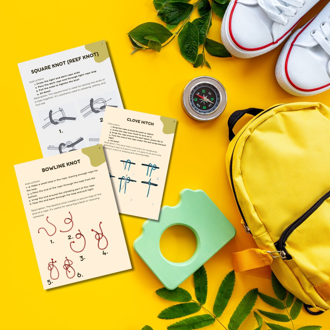 Knot Tying Guide for Kids, 7 Knots, How to Tie Knots, Knots Printable ...