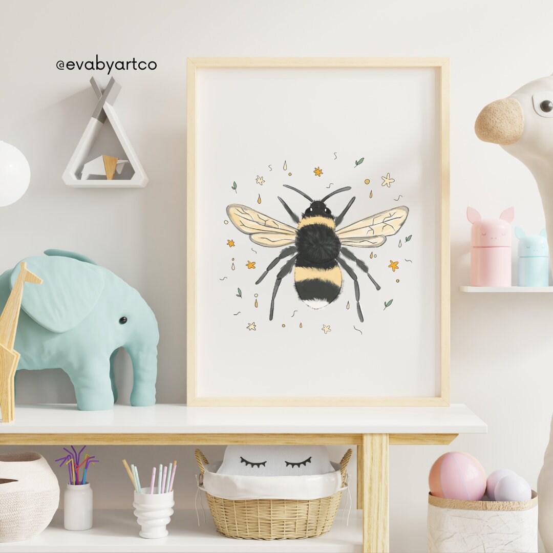Bumble Bee Printable Boho Bee, Nursery Printable Wall Art: Digital ...
