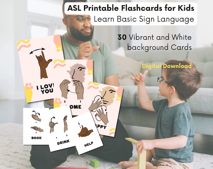 Basic Sign Language DIGITAL Pack. 16 Sign Language Cards, ASL - Etsy Canada