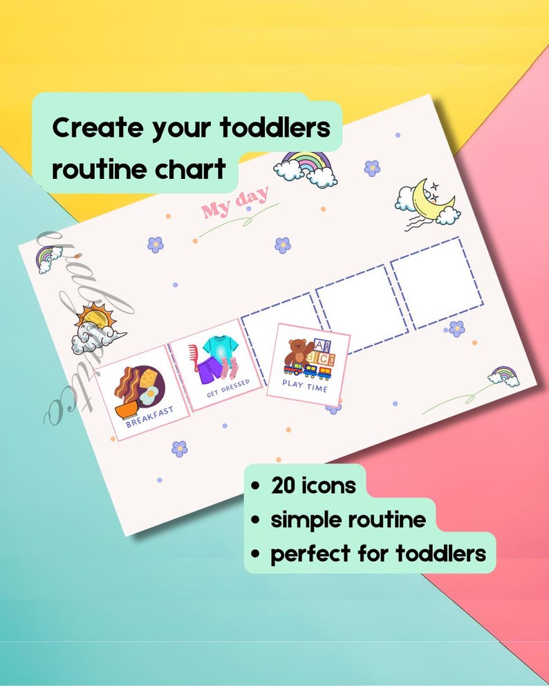 Routine Chart for Toddlers Printable - 20 Icons Simple & Advanced ...