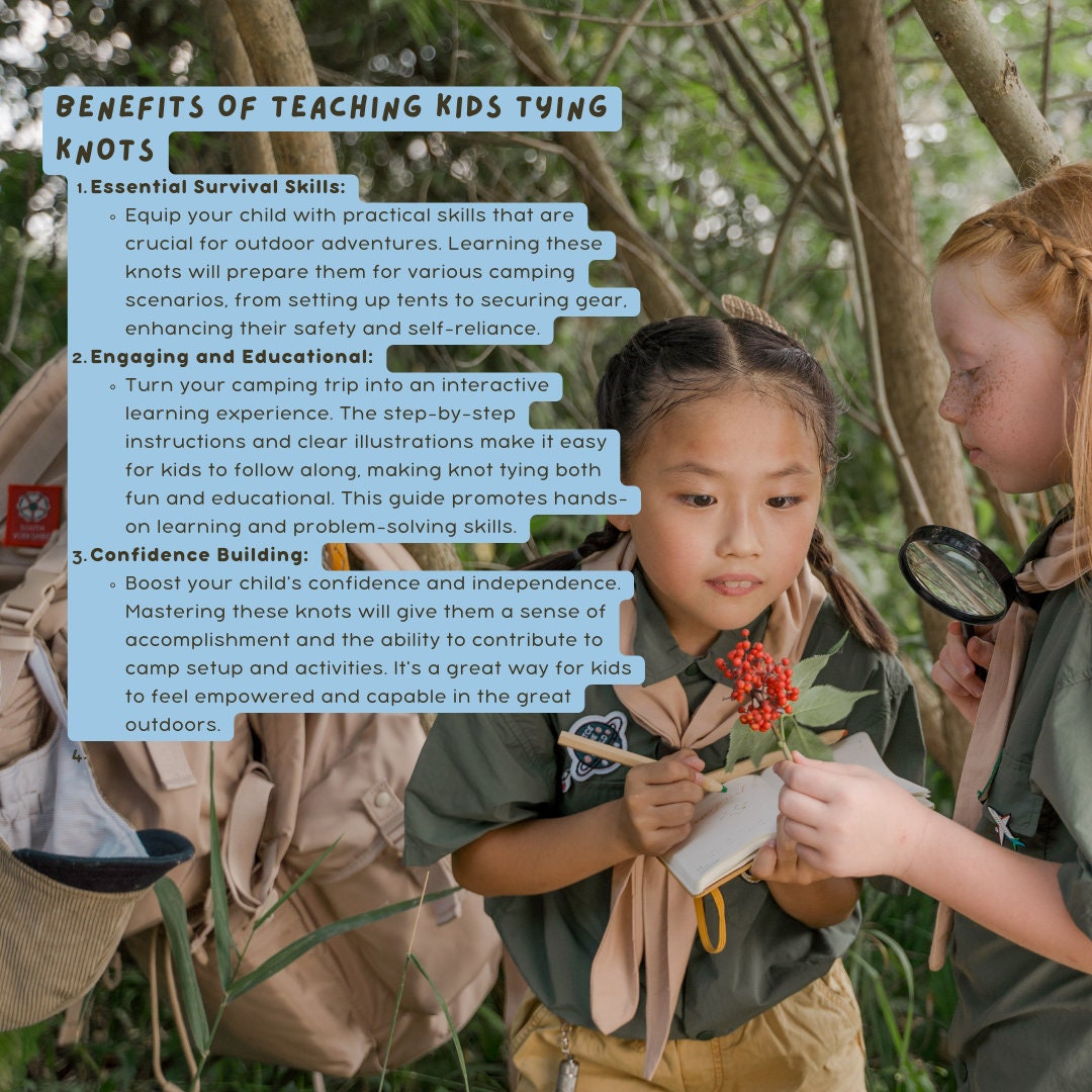 Knot Tying Guide for Kids, 7 Knots, How to Tie Knots, Knots Printable ...