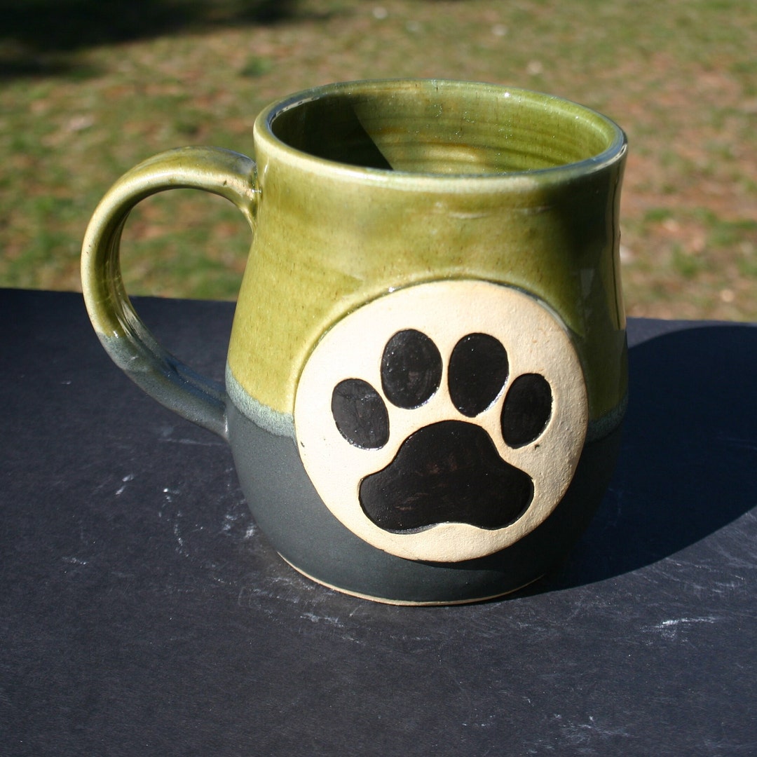 Paw Print Mug Emerald Green - Etsy