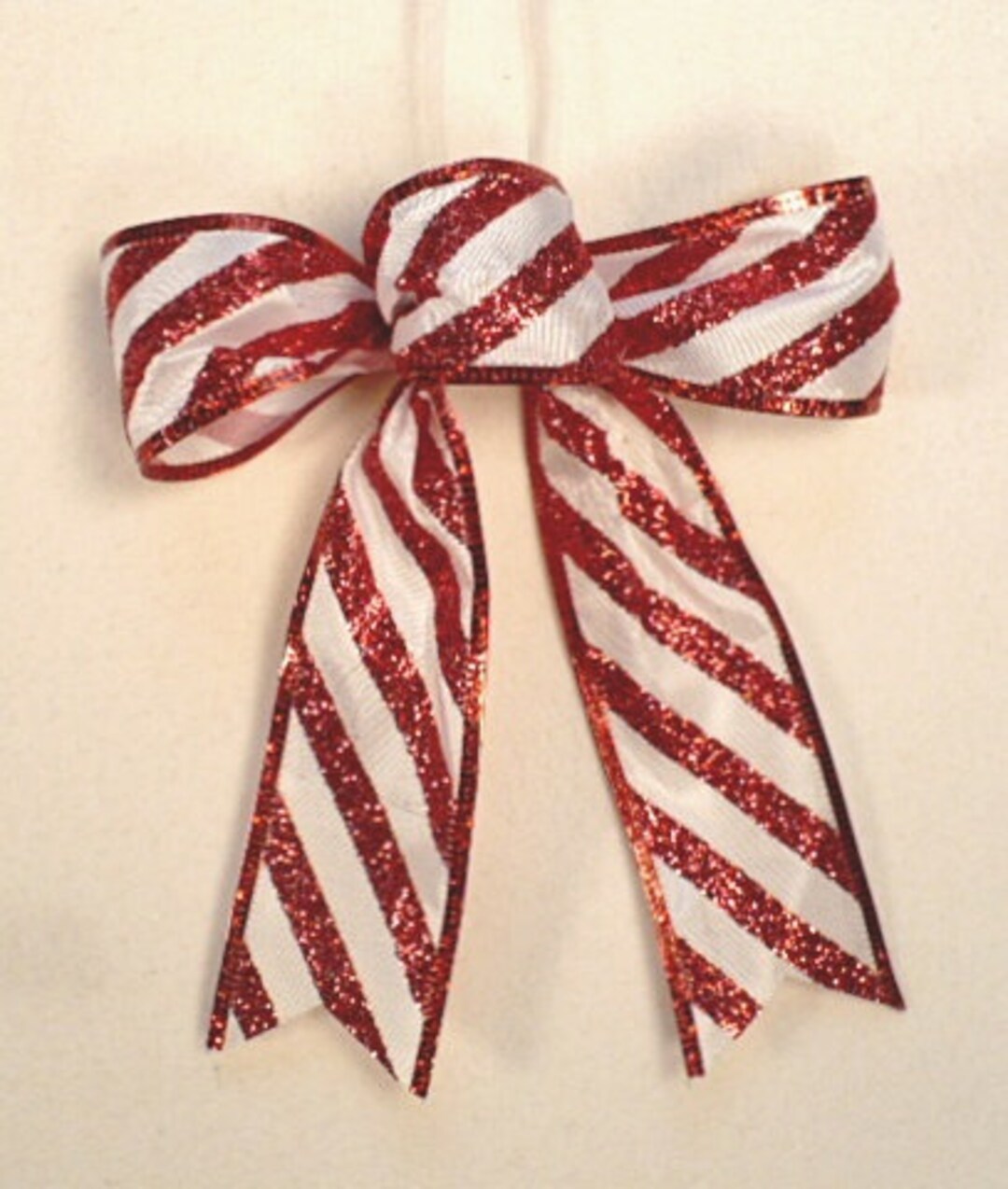 Set of 12 Bow Glitter Candy Cane Christmas Tree Bow White - Etsy