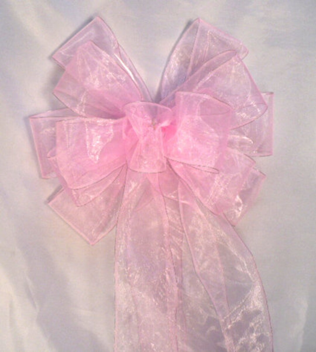 Sheer Pink Wedding Bow, Pink Pew Bow, Wedding Decor, Easter Bow, Gift ...