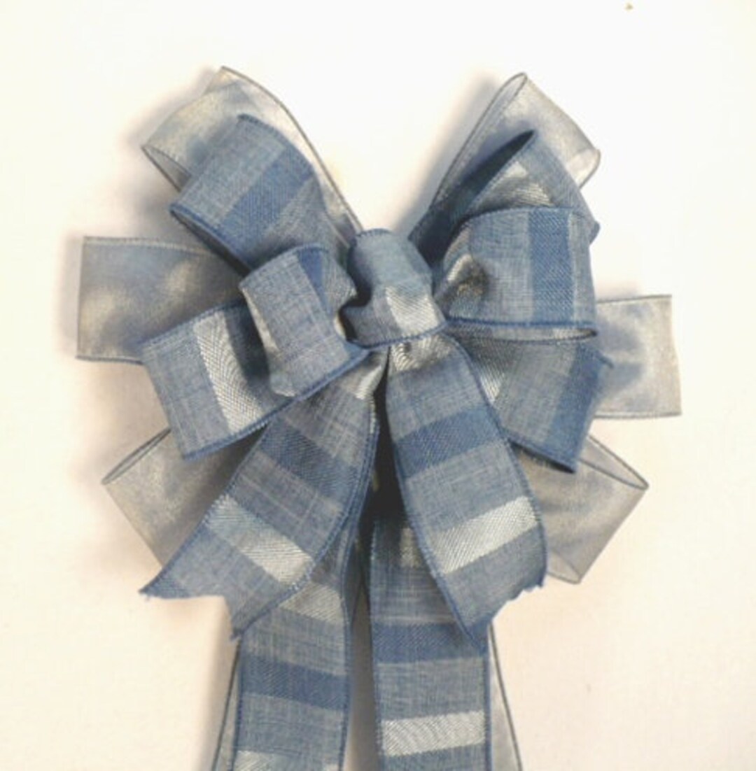 Blue Christmas Tree Bow, Blue Wreath Bow, Garland Bow, Gift Bow, Blue ...