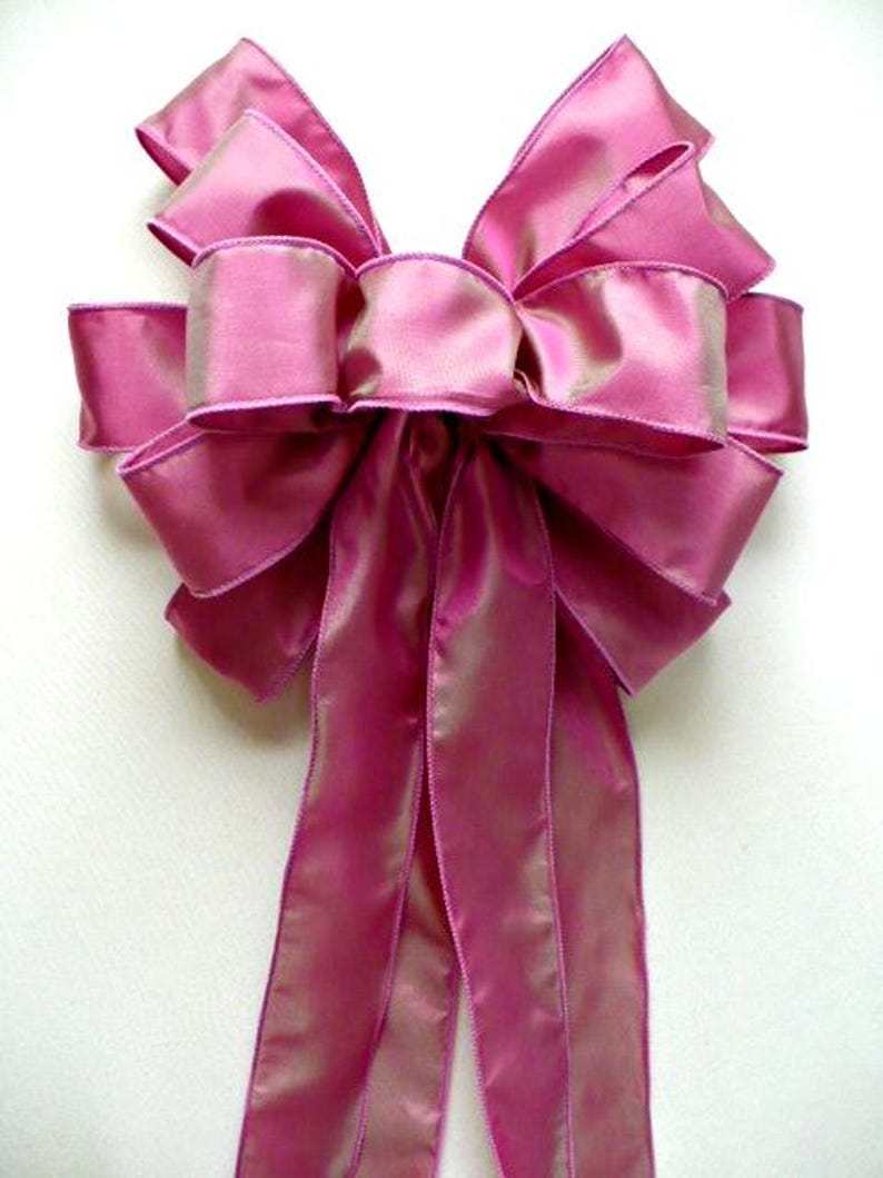 Pink Christmas Tree Bows, Iridescent Wired Ribbon Wreath Decor - Etsy