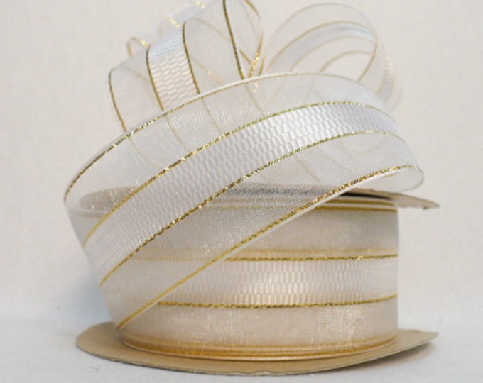 Farrisilk, 5 Yards, Royal Gold Embroidery With Ivory Velvet Wired ...