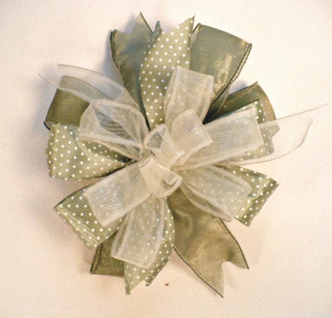 Medium Sage Green Cream Gift Bow Sage Green Mini Cream Dot - Etsy