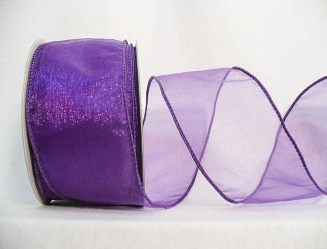 Purple Sheer Wedding Wired Ribbon, Wreath Ribbon, Sheer Iridescent ...