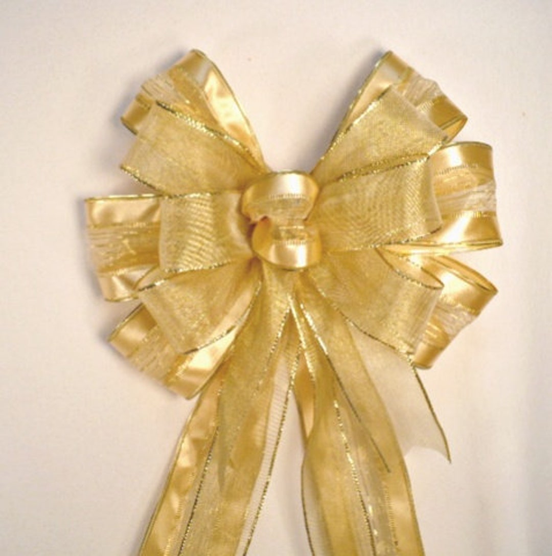 Gold Wreath Bow Christmas Gold Wreath Bow Gold Big Bow - Etsy
