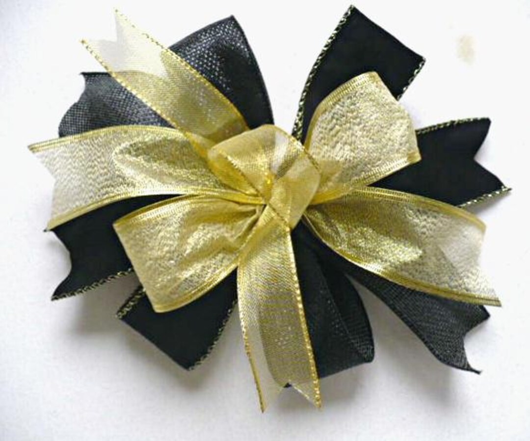 Black Gold Gift Bow , Set of 2 Small Gold Black Lantern Bow, Black Gold ...