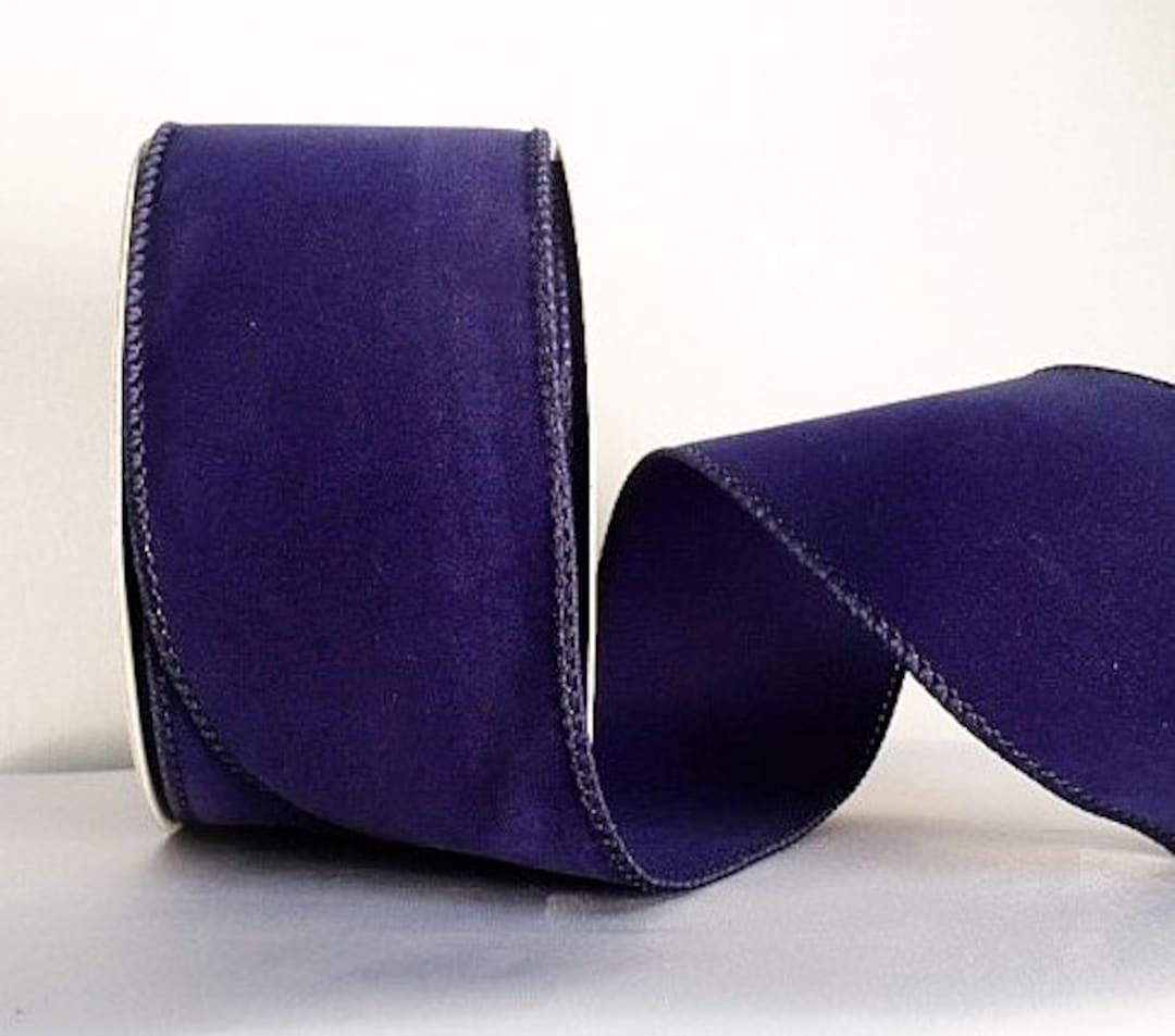 Navy Blue Velvet Wired Ribbon, Christmas Wired Ribbon, Velvet Wired ...