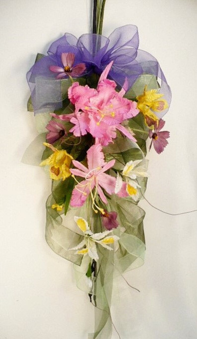 Floral Ribbon Swag Spring Front Door Swag Everyday Ribbon - Etsy