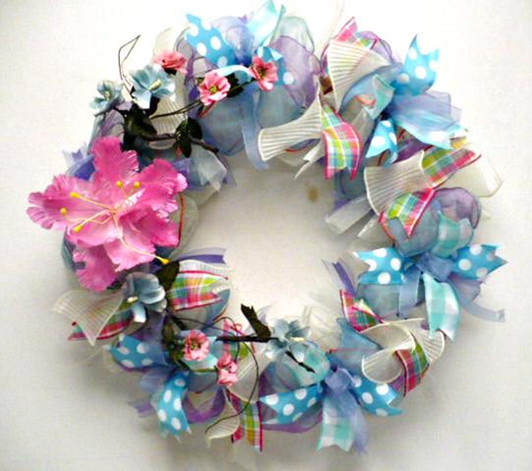 Everyday Ribbon Wreath, Floral Ribbon Wreath for Front Door, Summer ...