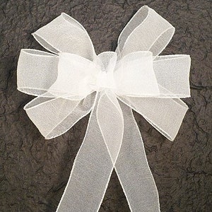 Set of 4 White Bows, Medium White Crepe Texture Tone Bow, Garland Decor ...